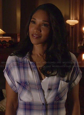 WornOnTV: Iris’s plaid short sleeve shirt on The Flash | Candice Patton ...