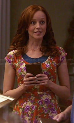 WornOnTV: Cassandra’s orange floral skater dress on The Librarians ...