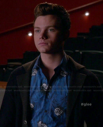 WornOnTV: Kurt’s blue rose print shirt on Glee | Chris Colfer | Clothes and Wardrobe from TV