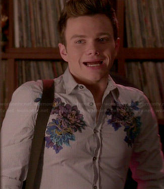 WornOnTV: Kurt’s floral embroidered shirt on Glee | Chris Colfer | Clothes and Wardrobe from TV