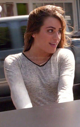 WornOnTV: Rachel’s grey long sleeved tee with black trim on Glee | Lea ...