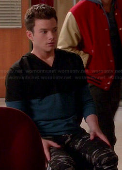 WornOnTV: Kurt’s blue and black colorblock hoodie and printed pants on Glee | Chris Colfer ...