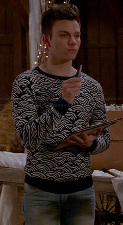 WornOnTV: Kurt’s navy rainbow print sweater on Glee | Chris Colfer | Clothes and Wardrobe from TV
