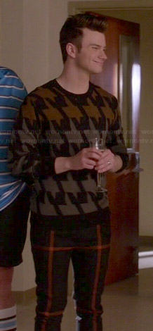 WornOnTV: Kur’ts colorblock houndstooth print sweater on Glee | Chris Colfer | Clothes and ...