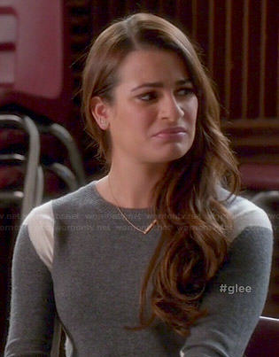 WornOnTV: Rachel’s grey and white colorblock sweater on Glee | Lea ...