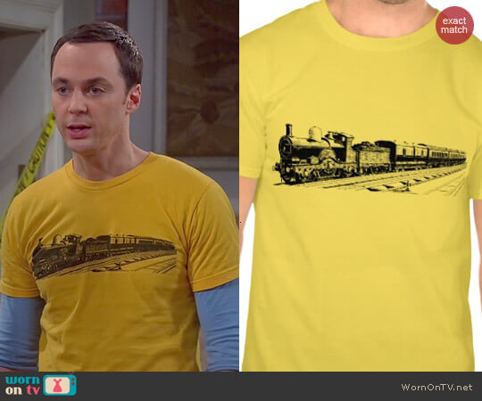 WornOnTV: Sheldon’s yellow train t-shirt on The Big Bang Theory | Jim ...