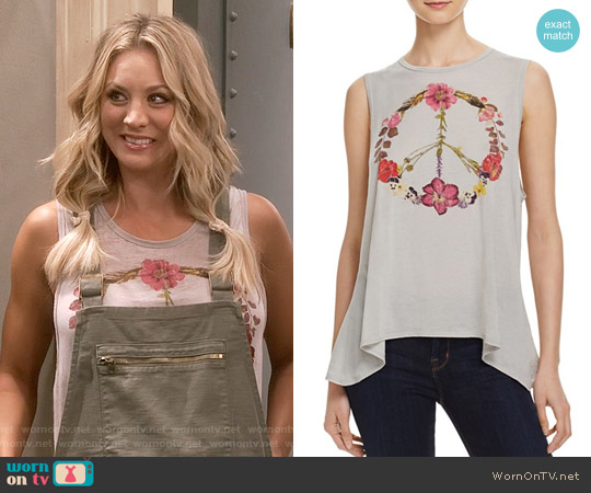 WornOnTV: Penny’s floral peace sign top and green overalls on The Big ...