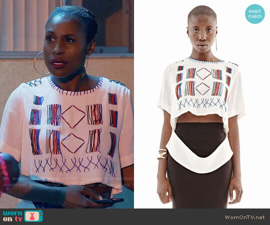 WornOnTV: Issa’s white embroidered crop top on Insecure | Issa Rae ...