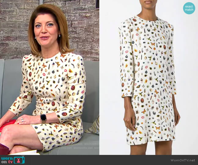 WornOnTV: Norah’s white icon print dress on CBS This Morning | Norah O ...