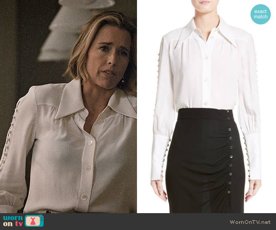 WornOnTV: Elizabeth’s white buttoned sleeve blouse on Madam Secretary ...