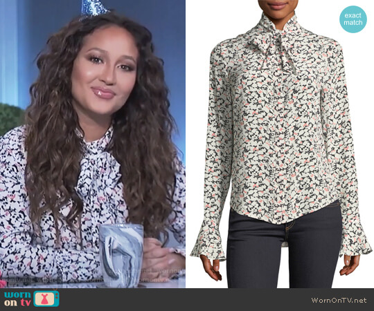 WornOnTV: Adrienne’s floral print neck tie top on The Real | Adrienne ...