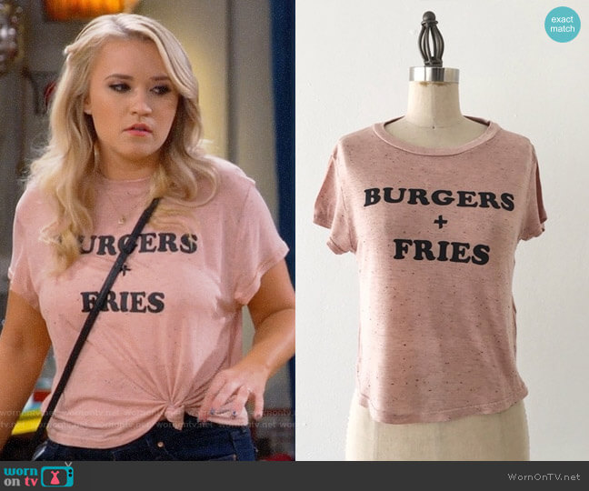 WornOnTV: Gabi’s Burgers + Fries t-shirt on Young and Hungry | Emily ...