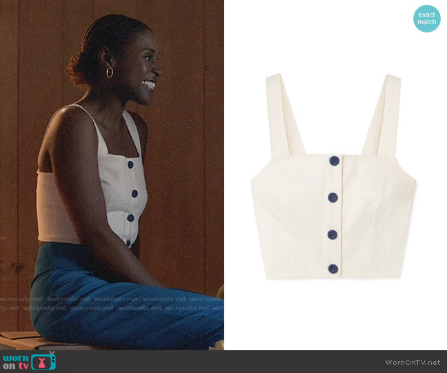 WornOnTV: Issa’s white button front top and denim jacket on Insecure ...