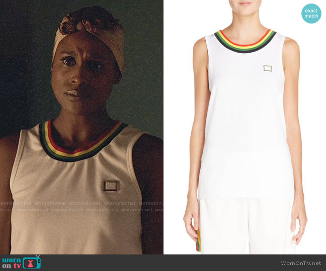 WornOnTV: Issa’s white striped trim tank top on Insecure | Issa Rae ...