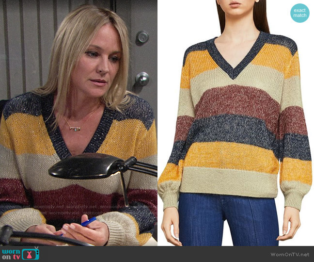 WornOnTV: Sharon’s metallic striped sweater on The Young and the ...