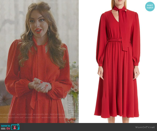 WornOnTV: Fallon’s red tie neck midi dress on Dynasty | Elizabeth Gillies | Clothes and Wardrobe ...