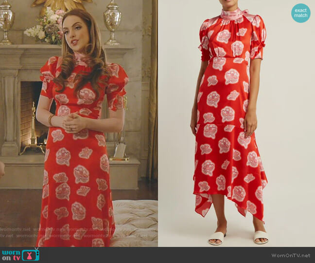 WornOnTV: Fallon’s red floral tie neck midi dress on Dynasty | Elizabeth Gillies | Clothes and ...