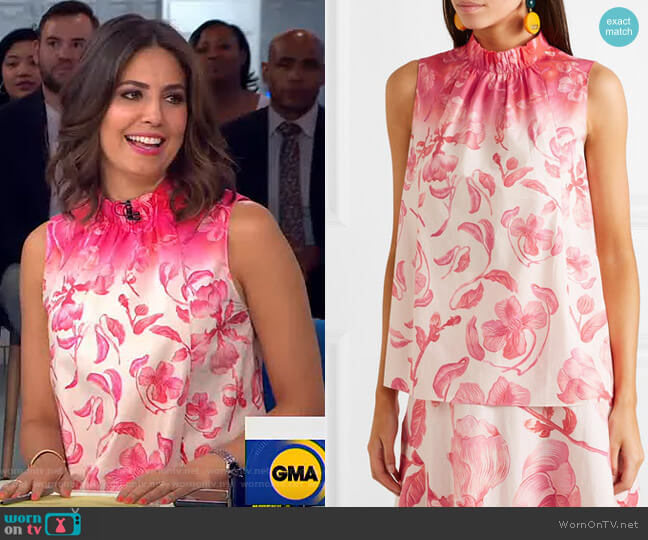 WornOnTV: Cecilia’s pink floral sleeveless top on Good Morning America ...