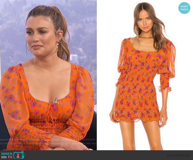 WornOnTV: Carissa’s orange floral smocked dress on E! News Daily Pop ...