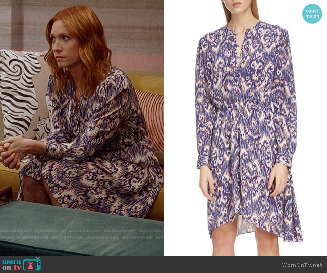 WornOnTV: Julia’s purple abstract print long sleeve dress on Almost ...