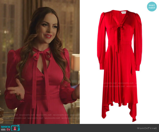 WornOnTV: Fallon’s red tie neck long sleeve dress on Dynasty | Elizabeth Gillies | Clothes and ...
