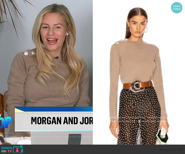 WornOnTV: Morgan’s beige embellished button sweater on E! News Daily ...