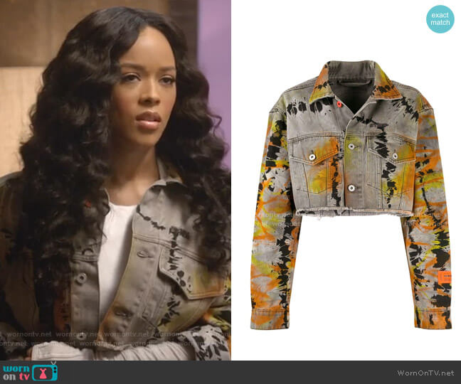 WornOnTV: Tiana’s grey cropped denim jacket and white print pants on ...