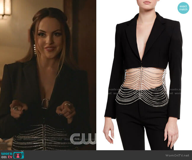 WornOnTV: Fallon’s black embellished cropped jacket on Dynasty | Elizabeth Gillies | Clothes and ...