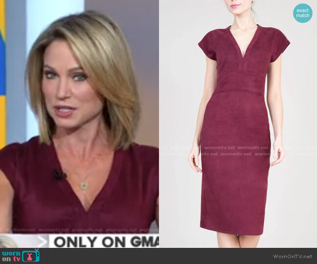 WornOnTV: Amy’s burgundy v-neck dress on Good Morning America | Amy ...