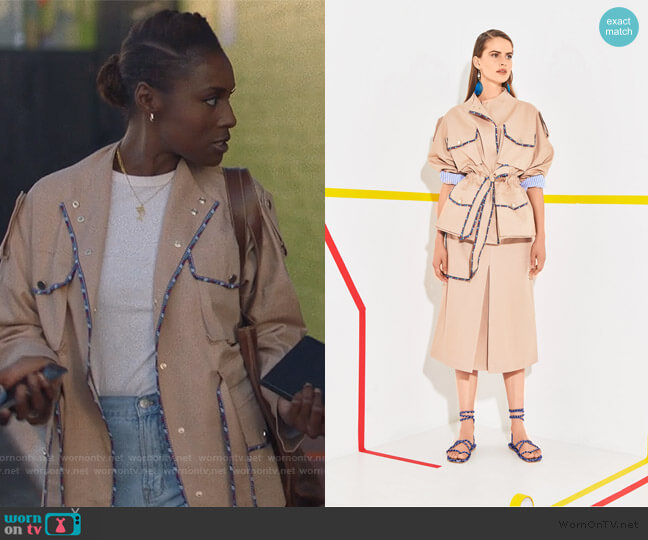 WornOnTV: Issa’s beige embroidered trim coat on Insecure | Issa Rae ...