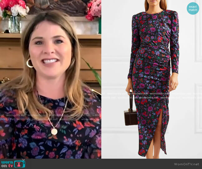 WornOnTV: Jenna’s black floral long sleeve dress on Today | Jenna Bush ...