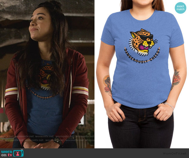 WornOnTV: Ella’s blue Dangerous cheese graphic tee on Lucifer | Aimee ...