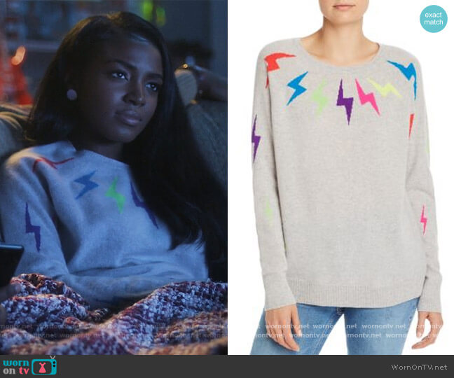 WornOnTV: Rochelle’s gray bolt print sweater on Grown-ish | Raigan ...