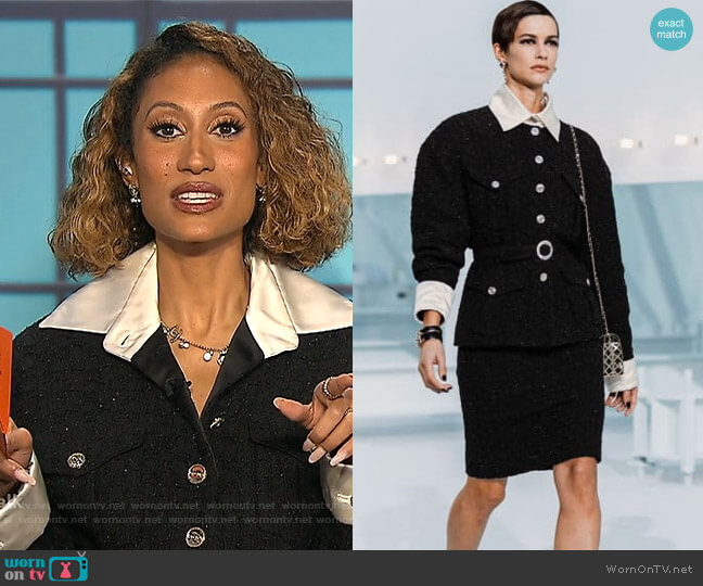 WornOnTV: Elaine’s black tweed jacket on The Talk | Elaine Welteroth | Clothes and Wardrobe from TV