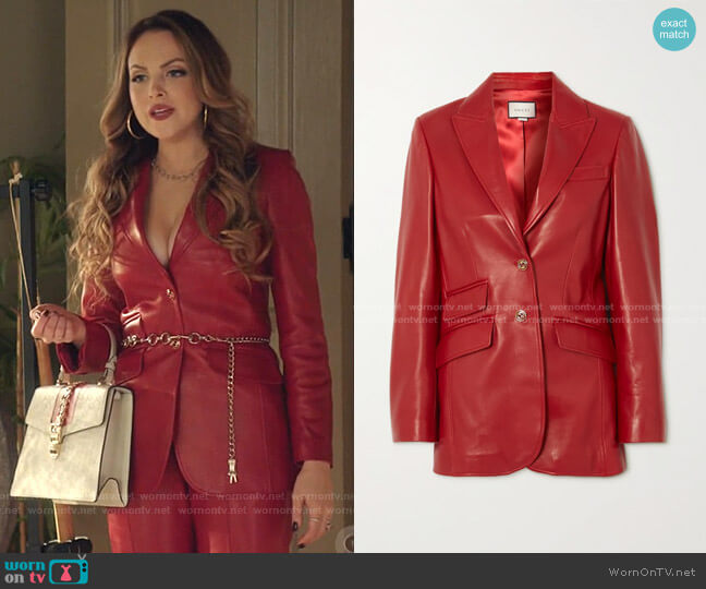 WornOnTV: Fallon’s red leather blazer and pants on Dynasty | Elizabeth Gillies | Clothes and ...