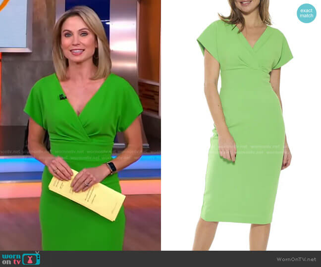 WornOnTV: Amy’s green surplice short sleeve dress on Good Morning ...