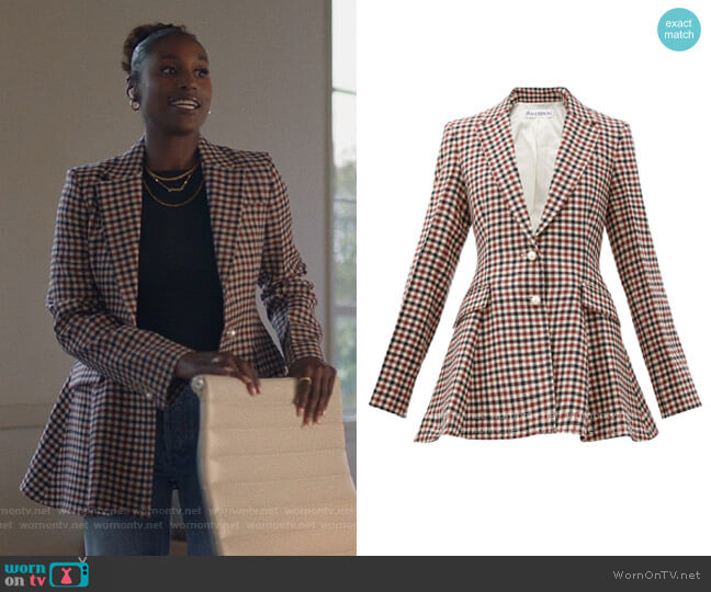 WornOnTV: Issa’s gingham check peplum blazer on Insecure | Issa Rae ...