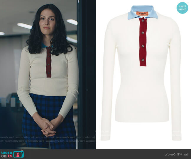 WornOnTV: Rian’s white colorblock sweater and pants on Billions | Rian ...