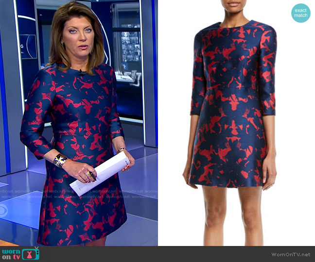WornOnTV: Norah’s pink and blue printed dress on CBS Evening News ...