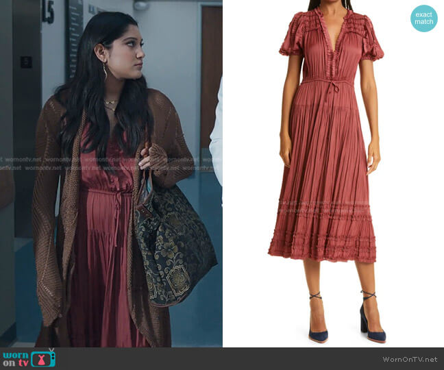 WornOnTV: Padma’s red pleated midi dress on The Resident | Aneesha ...
