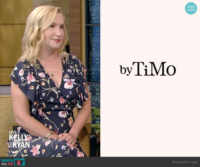WornOnTV: Angela Kinsey’s navy floral flutter sleeve dress on Live with ...