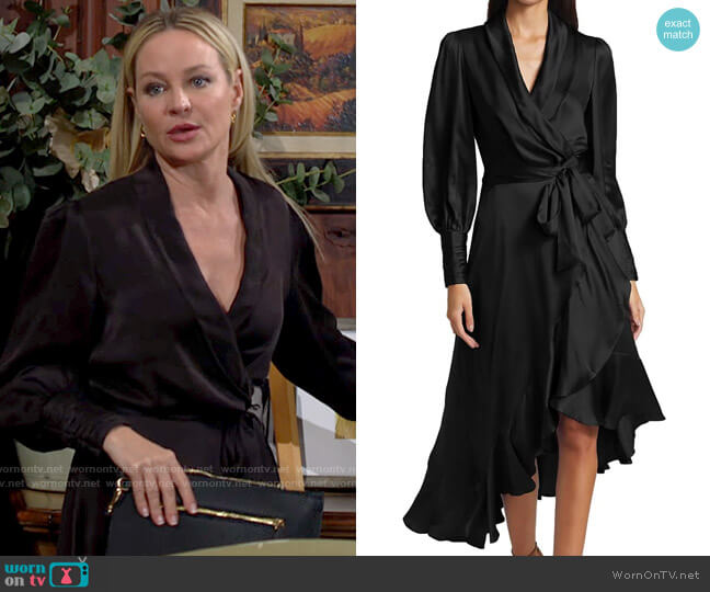 WornOnTV: Sharon’s black wrap dress on The Young and the Restless ...