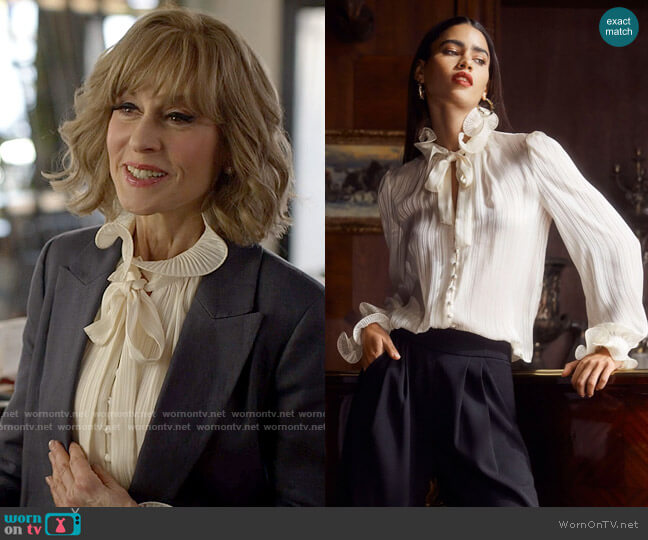 WornOnTV: Virginia’s white ruffled blouse on American Horror Stories ...