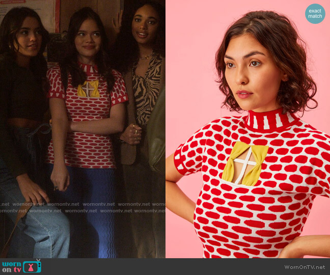 WornOnTV: Mouse’s window top and blue zig zag pants on Pretty Little ...