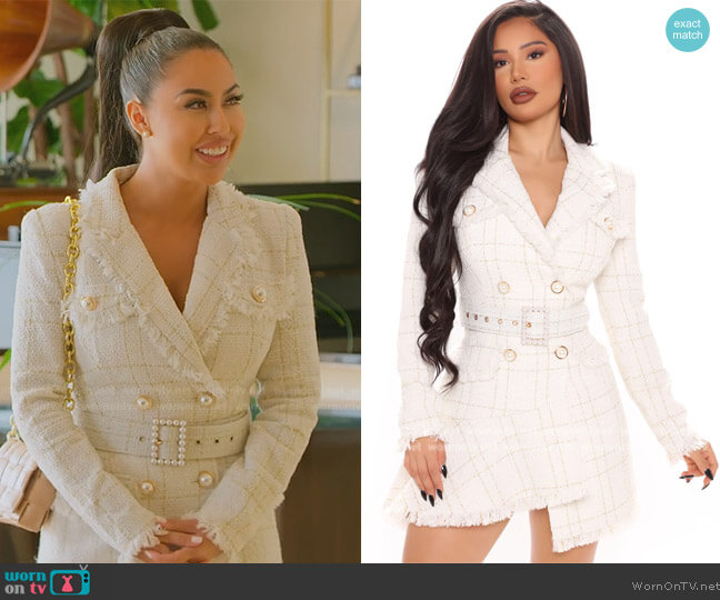 WornOnTV: Kayla white tweed check blazer dress on Selling the OC ...