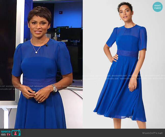 WornOnTV: Jericka’s blue embroidered waist dress on CBS Evening News ...