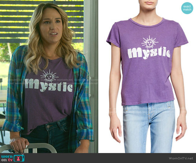 WornOnTV: Davia’s purple mystie tee and plaid shirt on Good Trouble ...