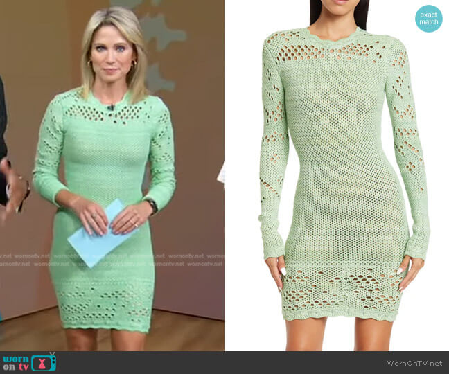 WornOnTV: Amy’s green knit mini dress on Good Morning America | Amy ...