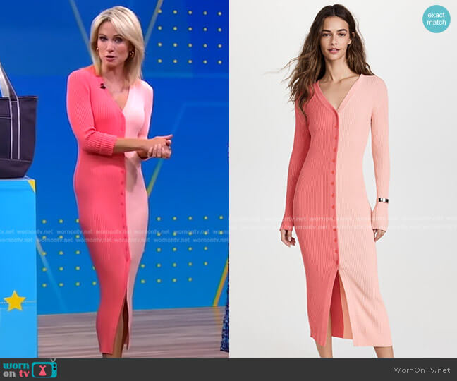 WornOnTV: Amy’s pink colorblock ribbed dress on Good Morning America ...