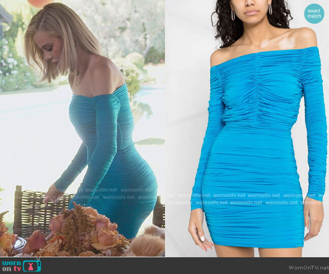 WornOnTV: Khloe’s blue ruched mini dress on The Kardashians | Khloe ...